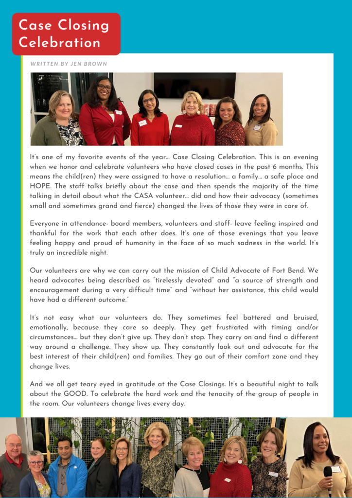 case closing - Child Advocates of Fort Bend